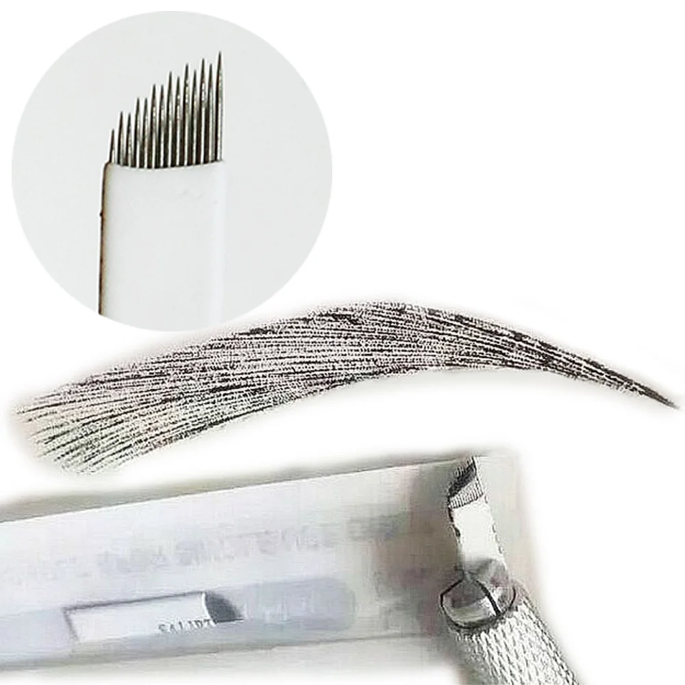 50pcs Semi Permanent Makeup Eyebrow Tattoo Microblading Needle 3d ...