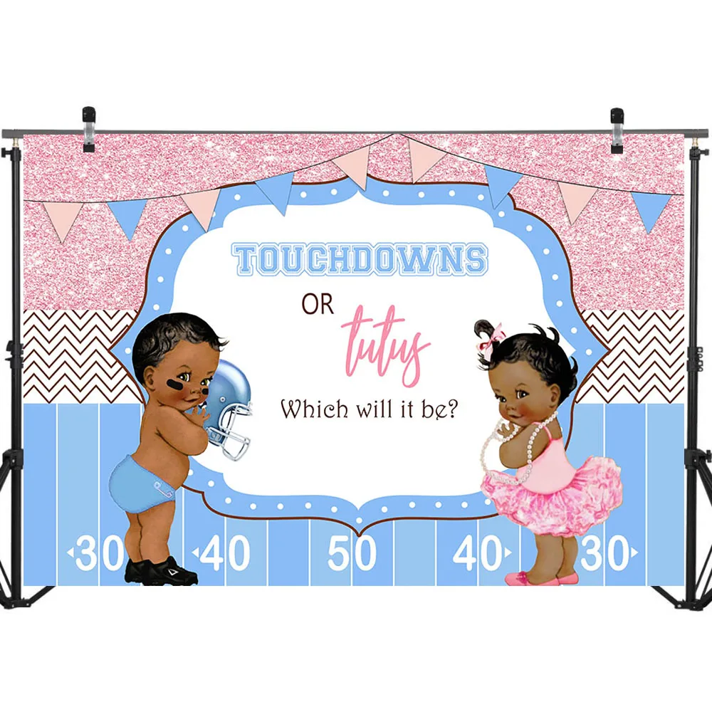 Gender Reveal Backdrop Touchdowns or Tutus Africa Boy or Girl Baby ...