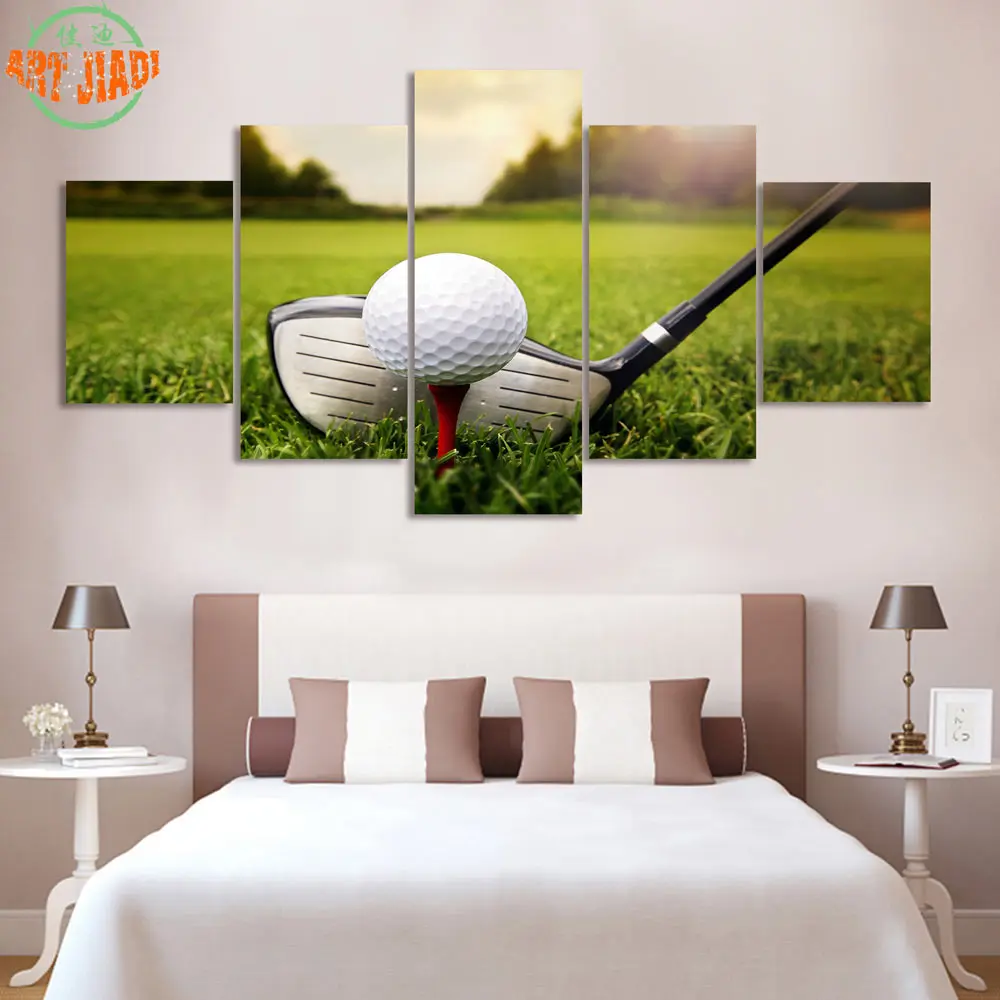 4 Piece/set or 5 Piece/set Canvas Art Golf and Clubs ON TEE HD Canvas ...