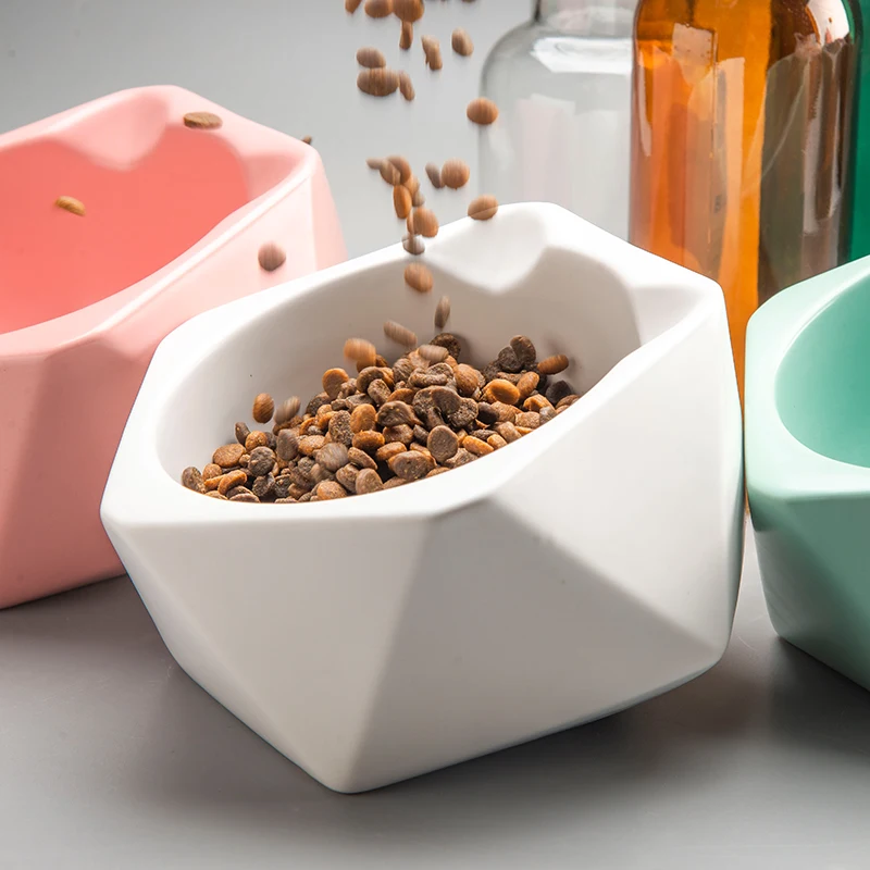 New Ceramics Pet Cat Bowl Cute Durable Travel Feed Food Water Dish Bowl ...