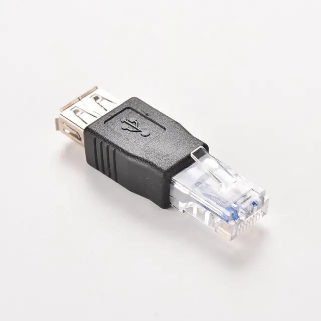 PC Crystal Head RJ45 Male to USB 2.0 AF A Female Adapter Connector ...