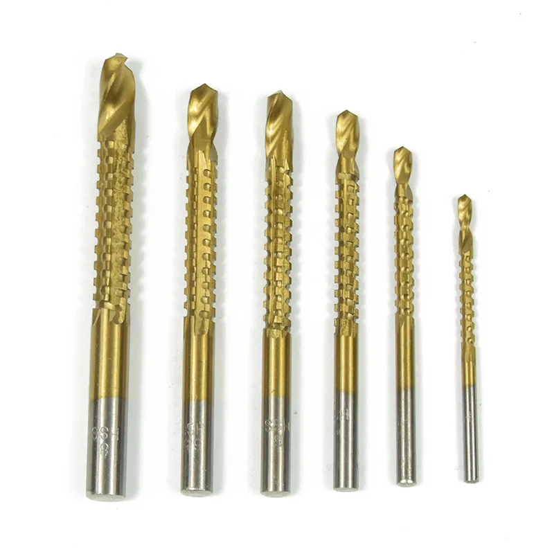 6Pcs/set high speed steel twist drill bit Titanium Coated HSS Drill ...