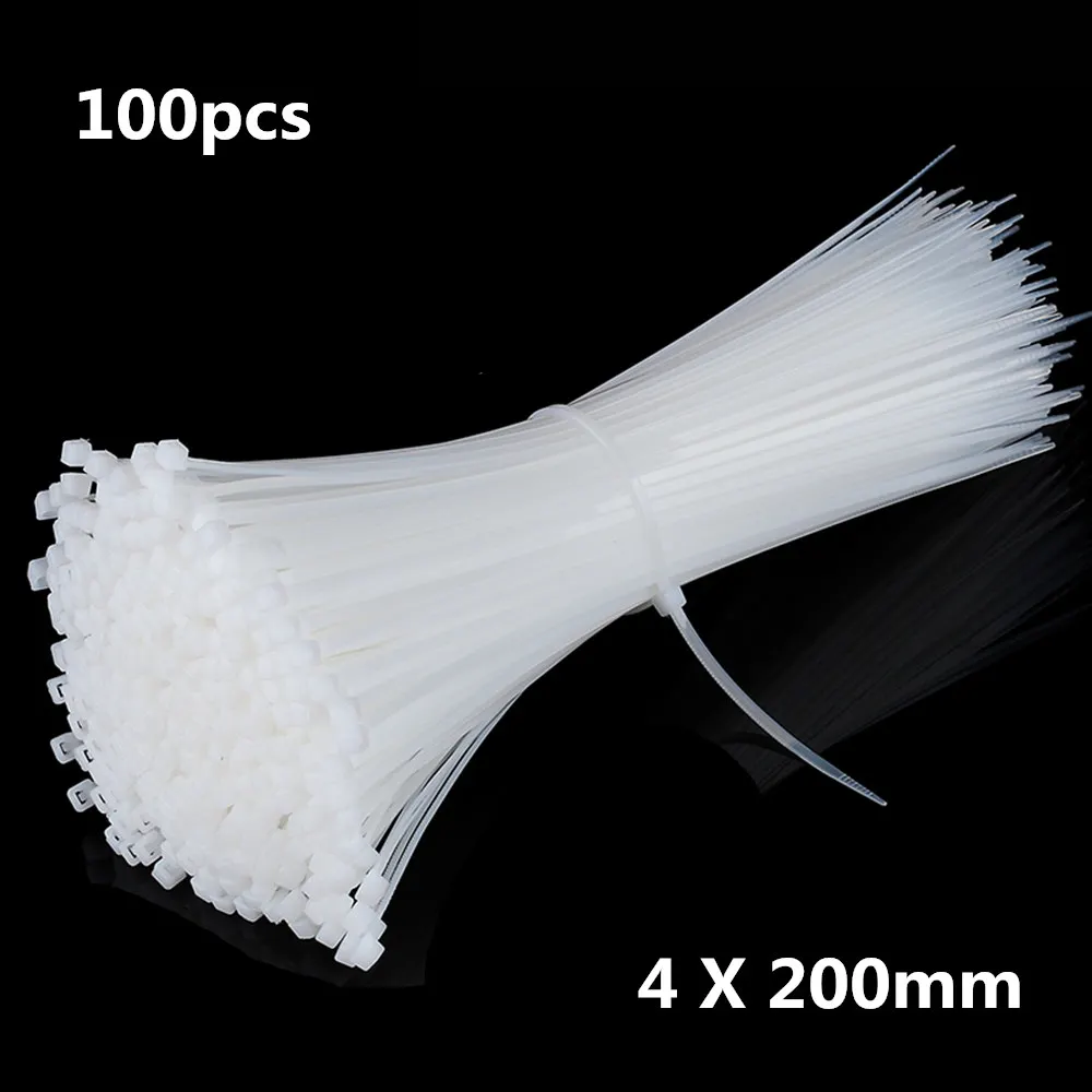 400pcs/lot 4*200mm white plastic self locking nylon tie band, seal ...