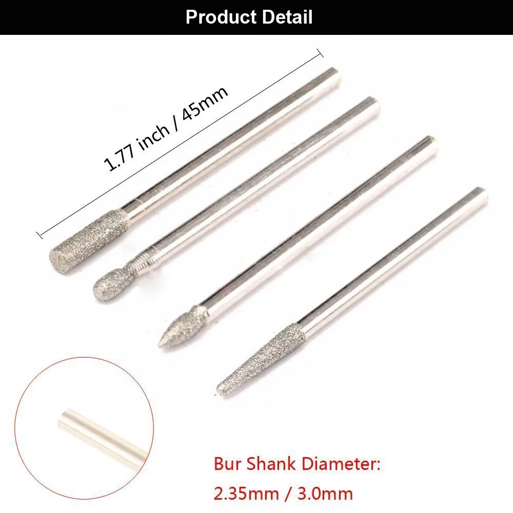 Diamond Rotary Burr Drill Bit Set 30pcs | Makers Electronics