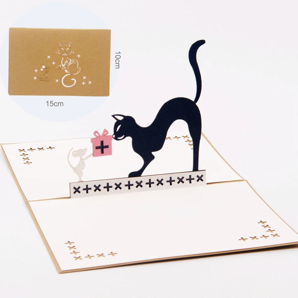 Cat-with-gifts-kirigami-origami-paper-arts-and-crafts-3d-laser-cut ...