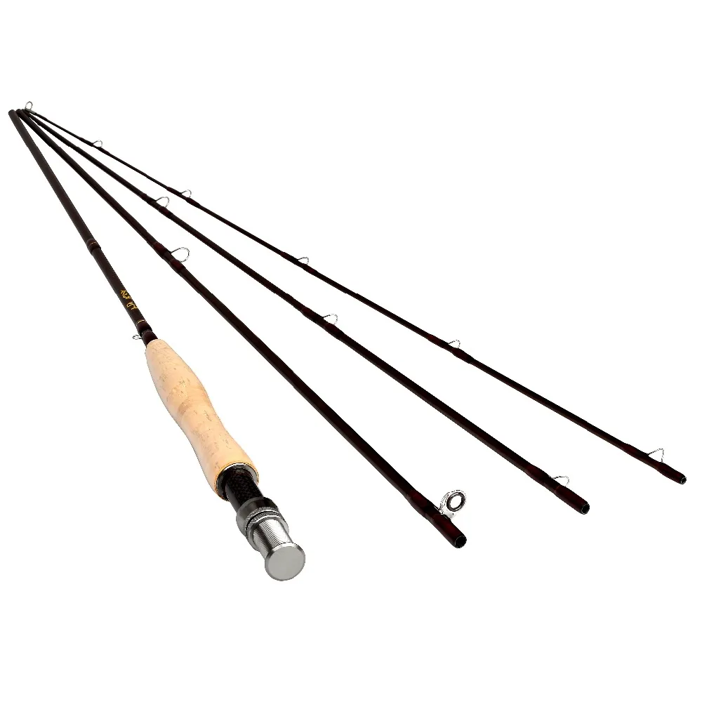 10FT # 3/4 Carbon Fly Fishing Rod Pole 4 Pieces Medium-Fast Action ...