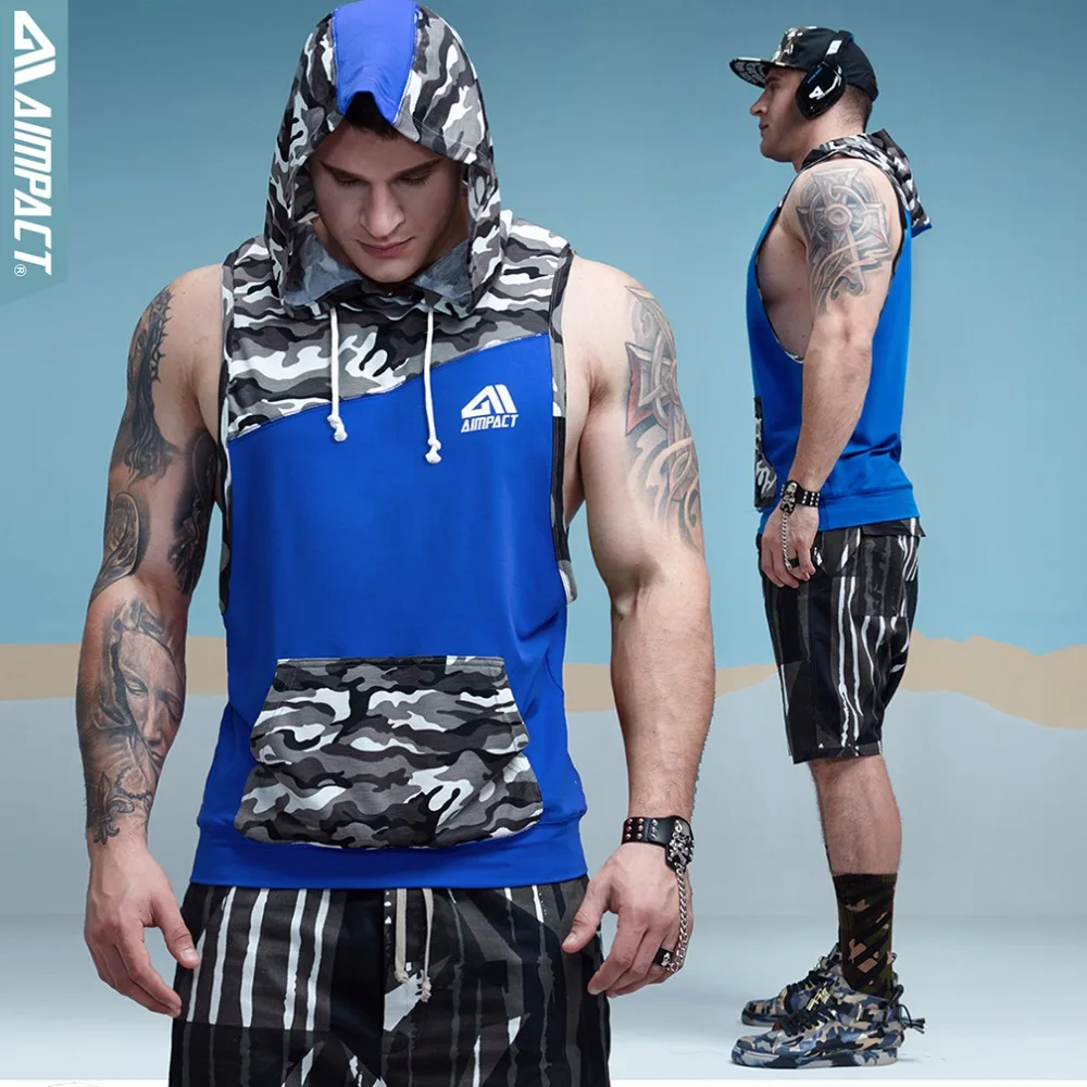 Big SALE Aimpact Gymi Sleeveless Hoodies for Men Camo Cotton Crossfit ...