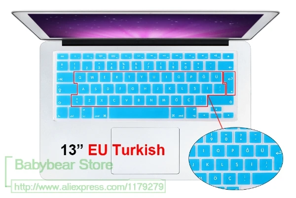 Turkish Language EU/UK Silicone Keyboard Cover Keypad Skin For Macbook ...