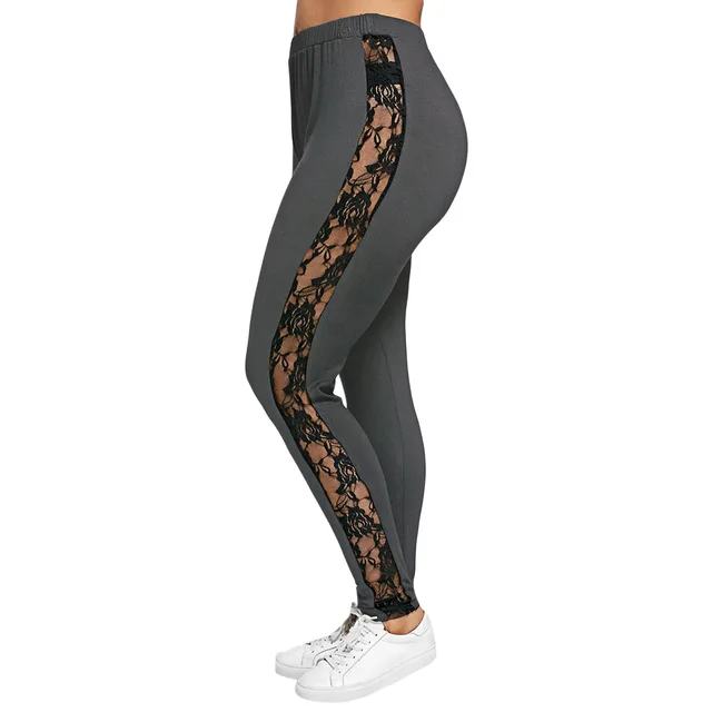 Buy Vestlinda Leggings Plus Size 5xl Lace Insert Sheer Spandex Casual Fitness