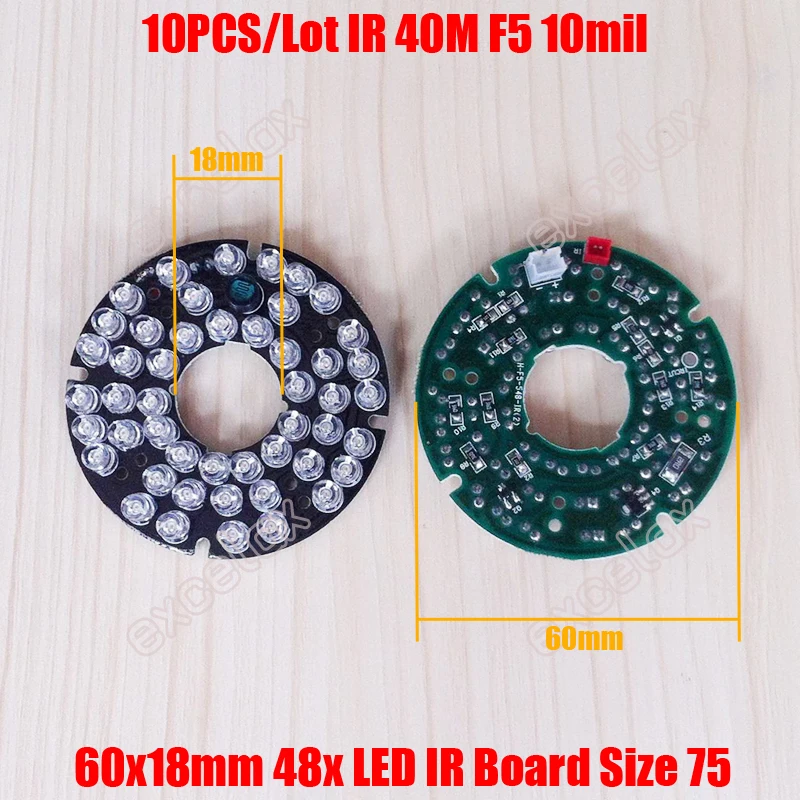 10 48 pçs/lote Atacado pcs LED F5 10mil IR 40 metro Placa PCB 60x18mm ...