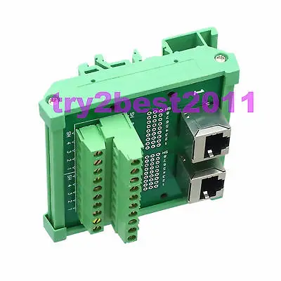 1pce Ethernet Dual RJ45 jack pin Terminal Breakout DIN Rail Mounting ...