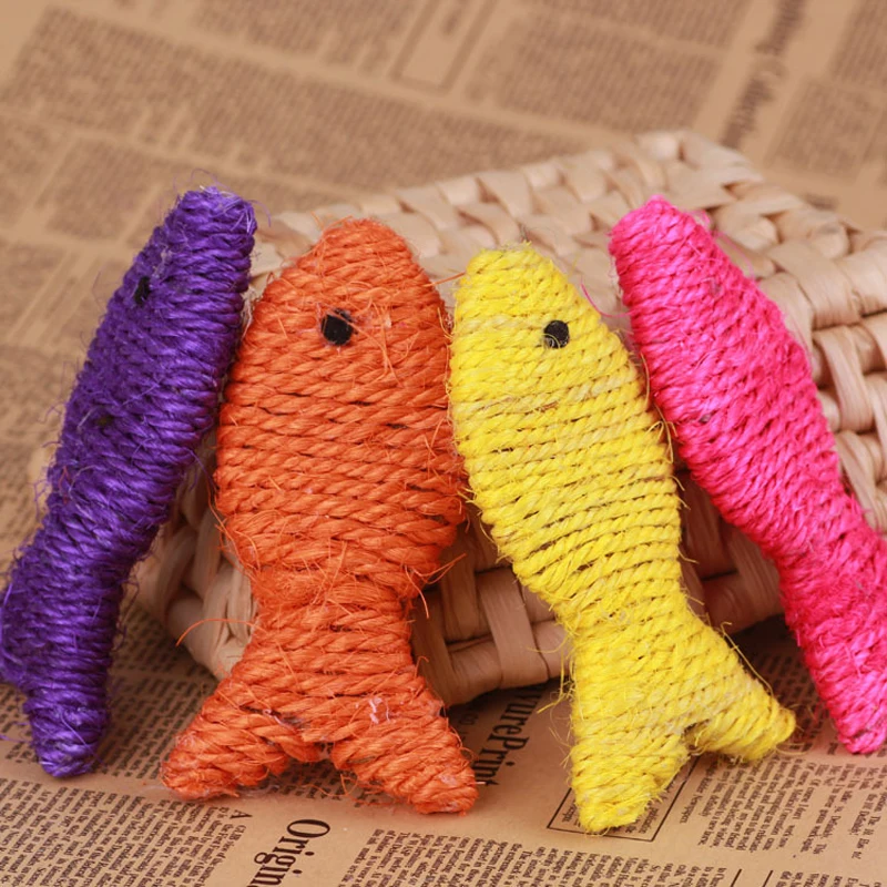 Natural-Sisal-Cat-Toy-Fish-Shape-Kitten-Cat-Scratch-Pad-Board-Funny ...