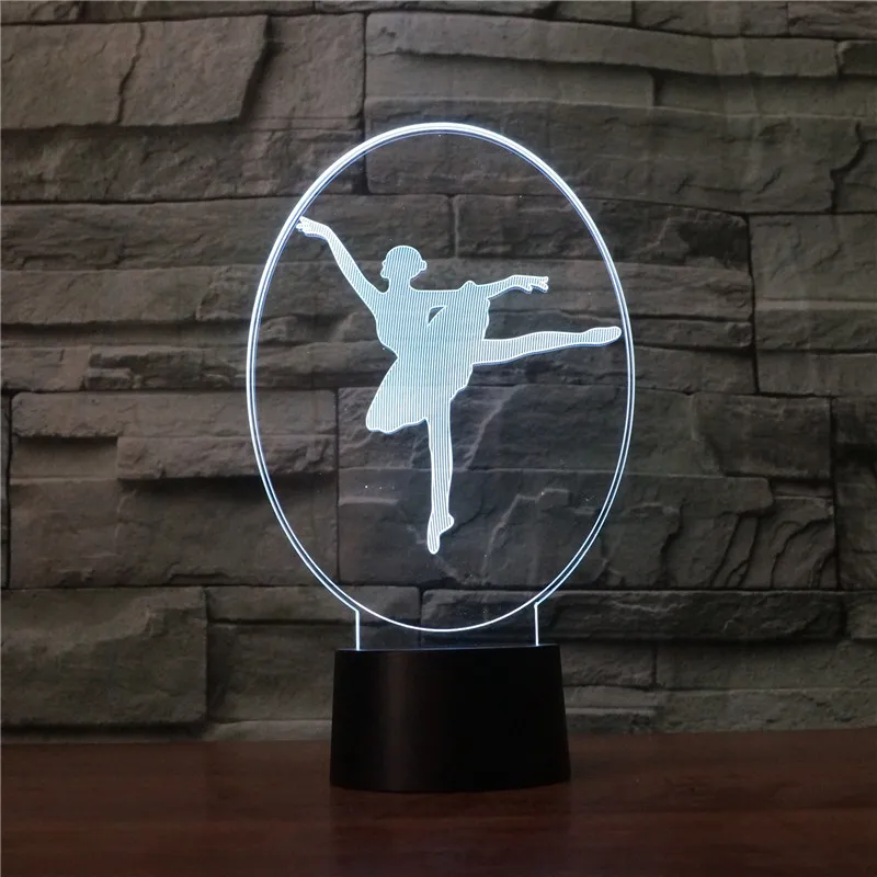 [Seven Neon]free Shipping ballet dancer Acrylic 7Colors Desk Lamp 3D ...