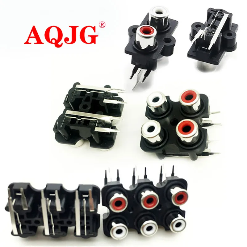 100pcs PCB Mount 2 4 6 Position Stereo Audio Video Jack RCA Female RCA ...