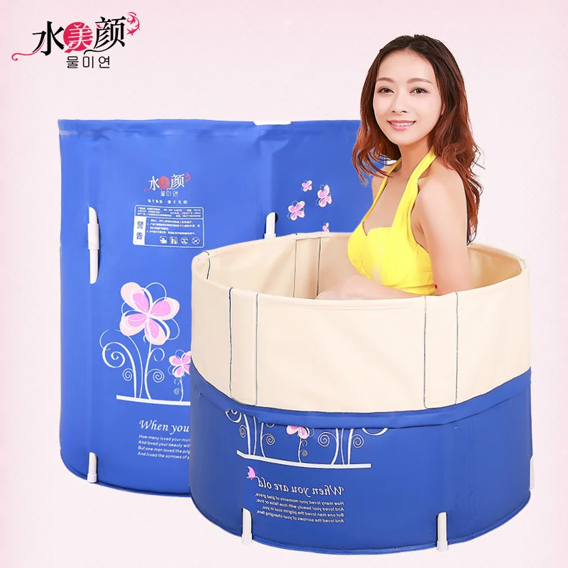 Cubo de baño plegable para adultos, bañera inflable de plástico espesante, belleza, puede ...