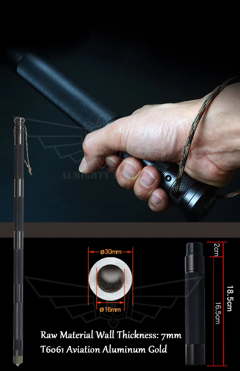 Almighty Eagle Outdoor Defense Tactical Stick Alpenstock Hiking Camping ...