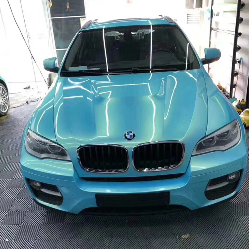 Glossy Magic Coral Ocean Blue Vinyl Vehicle Car Wrap Film Sheet Roll ...