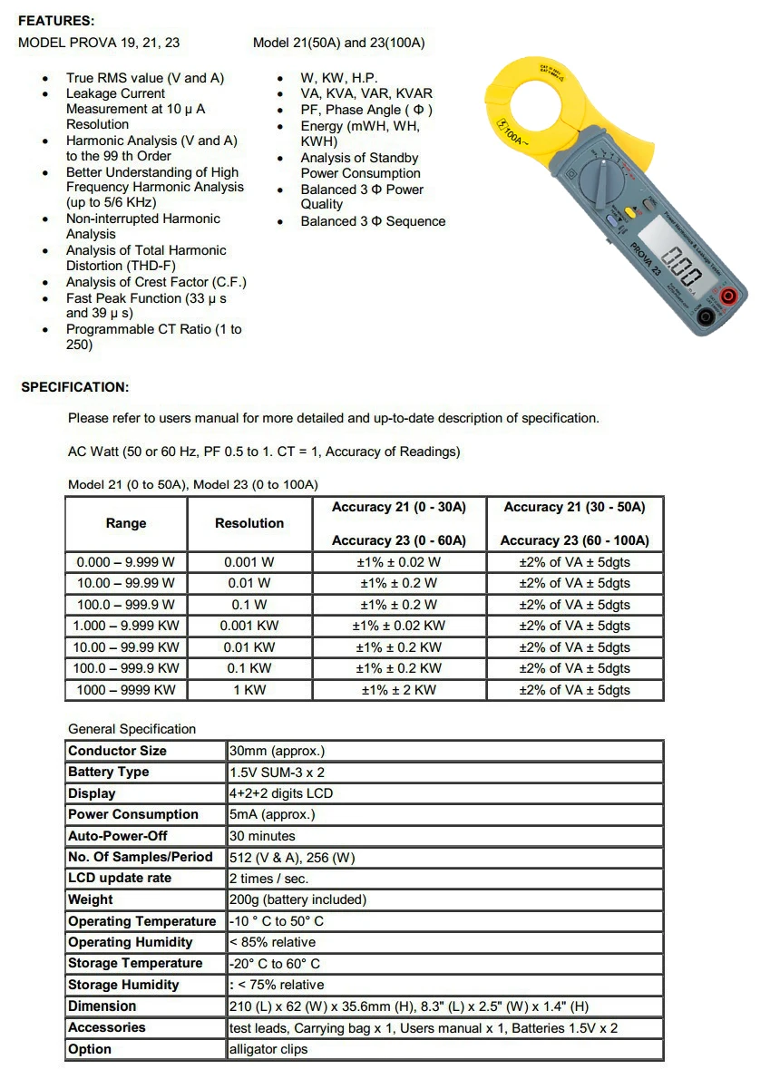 PROVA-23 цифровой усилитель гармоник тестер измерения утечки тока метр ...