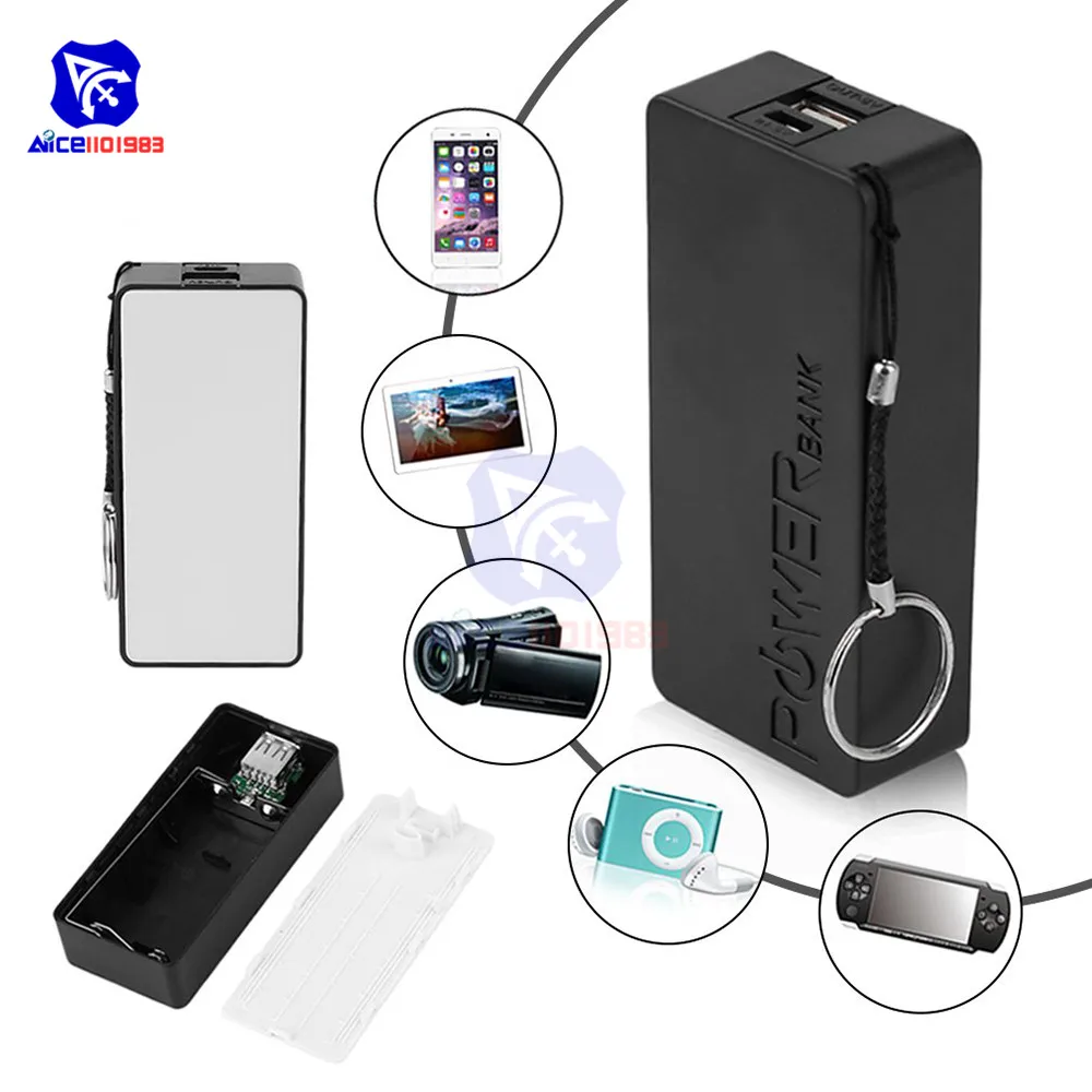 Diymore Portable Power Bank Diy Case With Dual 18650 Batteries Usb ...
