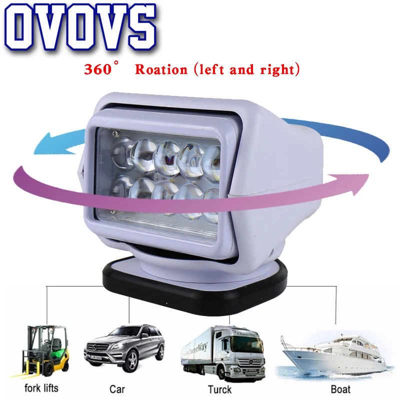 LED Searchlight 7inch 50W Remote control 360 degree Rotate Spotlight ...