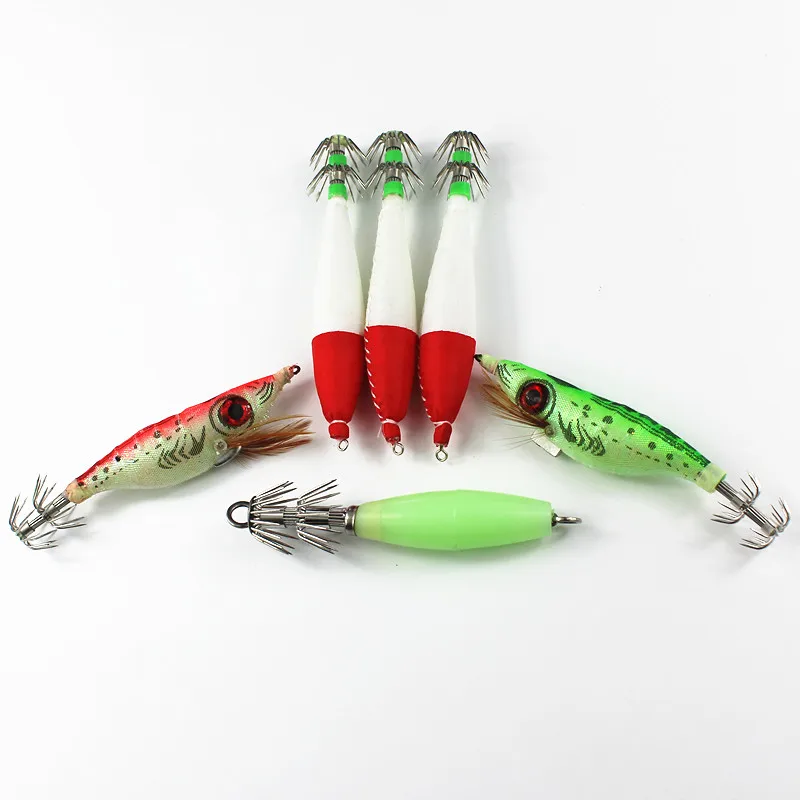 squid hook wood shrimp night fishing lure cuttlefish jigs hook umbrella ...