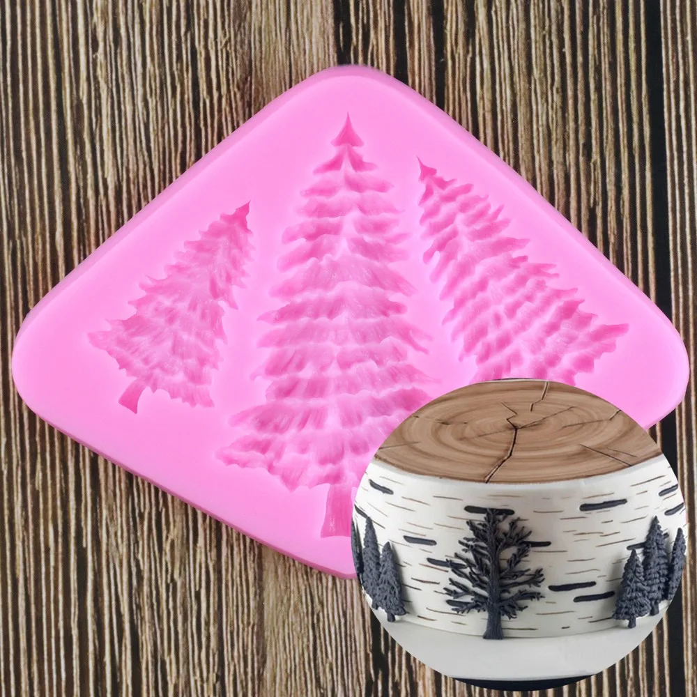 3 Hole Christmas Tree Shaped Silicone Mold Cake Decoration Fondant ...
