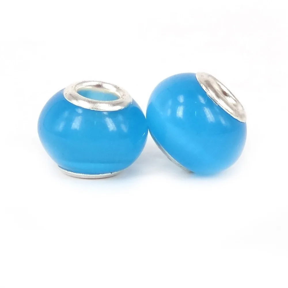 Wholesale 100pcs/lot Sky Blue Cat Eye Big Hole Glass Murano Beads For ...
