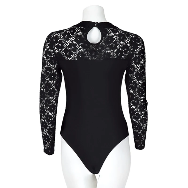 SPEERISE-Adult-Lace-Leotard-Turtleneck-Neck-Women-s-Long-Sleeve-Unitard ...