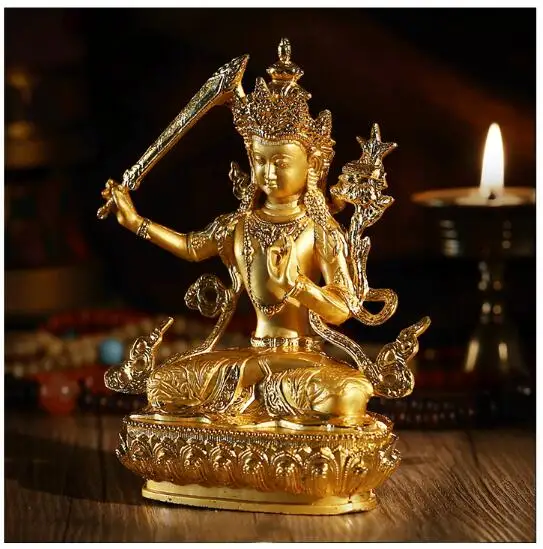 15cm tall Buddhism HOME efficacious Protection bless family Safe Gold ...