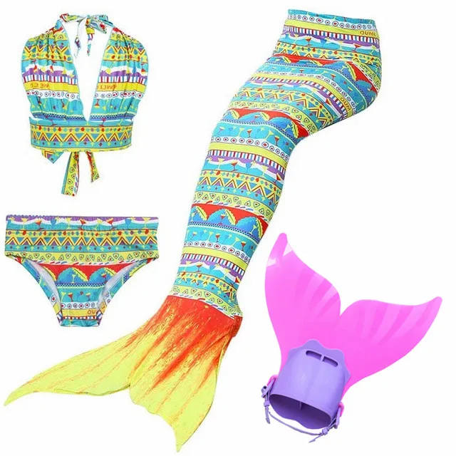 2017 Kids Girls Swimmable Mermaid Tail with Monofin Mermaid Swimsuit ...
