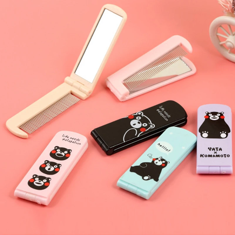 CN RUBR 2 in 1 Cute Mirror Comb Set Cartoon Animal Mini Stainless Steel ...