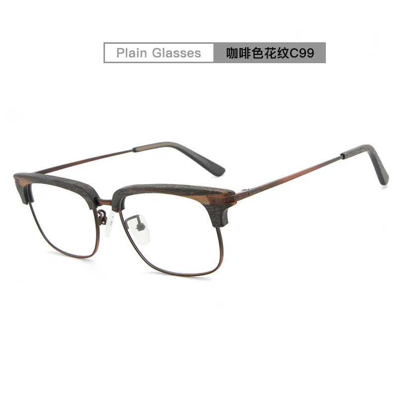 Homem HDTANCEN Novo half frame retro óculos de sol de madeira de bambu ...