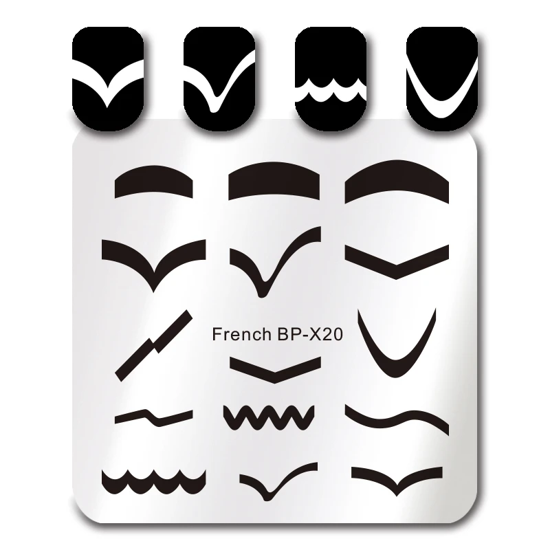 BORN PRETTY Square Nail Art Stamp Template 6cm French Tips Design Image 