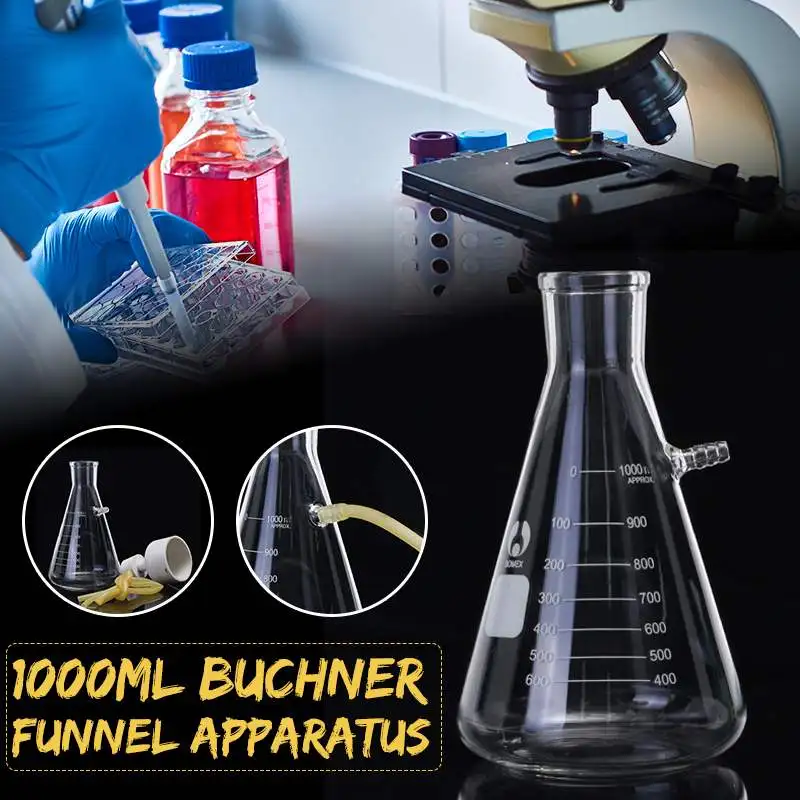 1000ml Filteration Buchner Funnel Kit Vacuum Suction Glass Flask ...