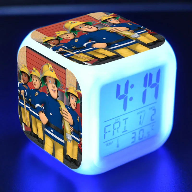 Fireman Sam Cartoon Figure Alarm Clock LED Colorful Touch Night Light ...