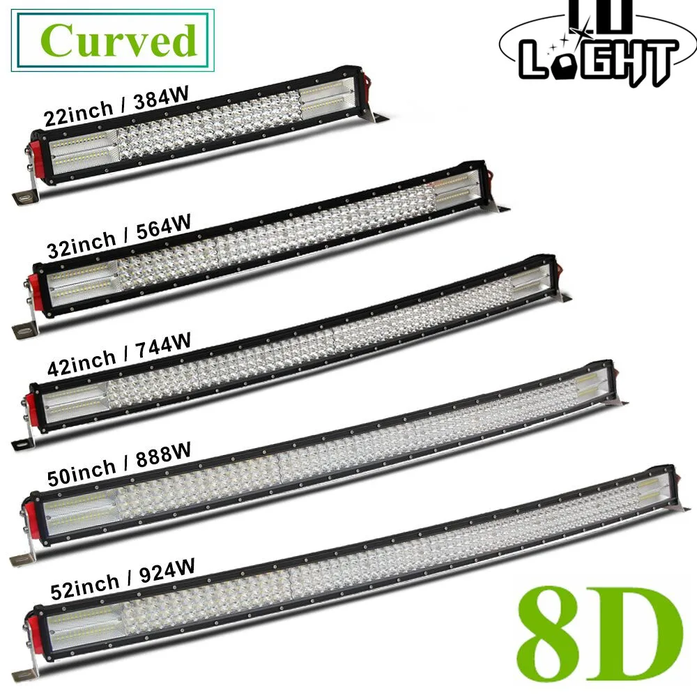 CO LIGHT 22" 32" 42" 50" 52" Curved LED Light Bar 8D 12V 24V Spot Combo ...