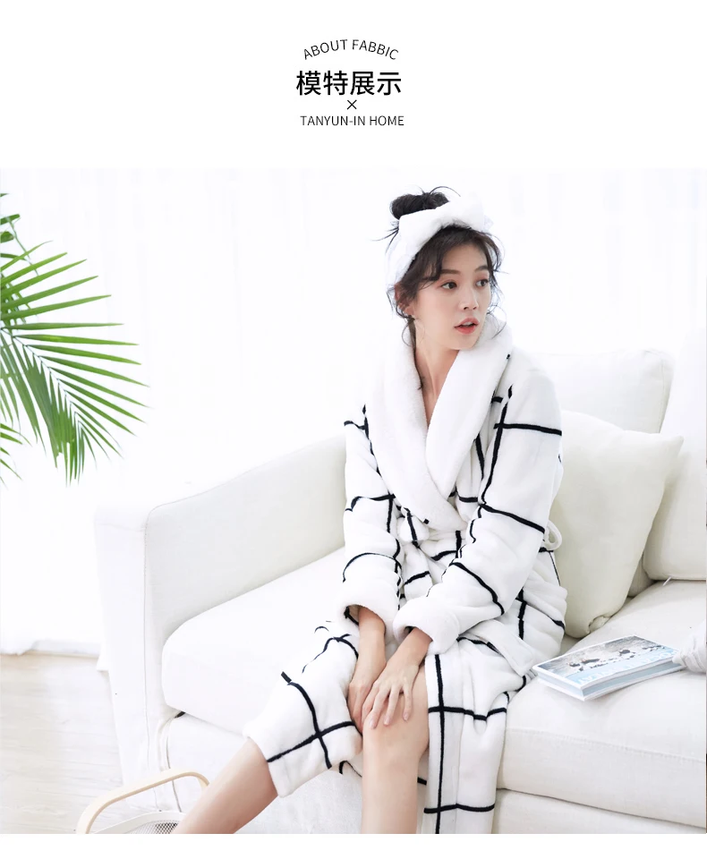 Lovers Plus Size Winter Flannel Robe Extra Long Warm Bathrobe Men Women ...