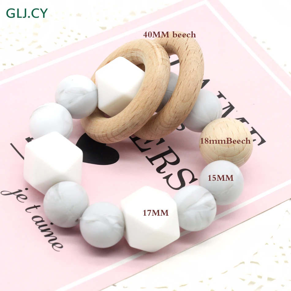 Free shipping Beech Baby Bracelet Animal Shaped Jewelry Teething For Baby Organic Wood Silicone ...