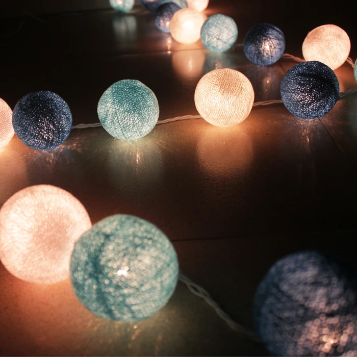 Juego de 20 unids/set LED AC 110/220V, Bola de algodón azul y blanco ...
