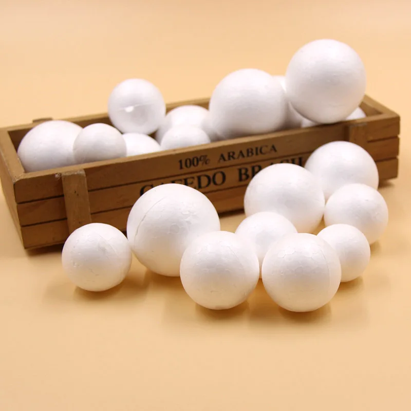 20PCS 30/35/40/45MM DIY White Foam Modelling Polystyrene Styrofoam Ball For Kids Gift Christmas ...