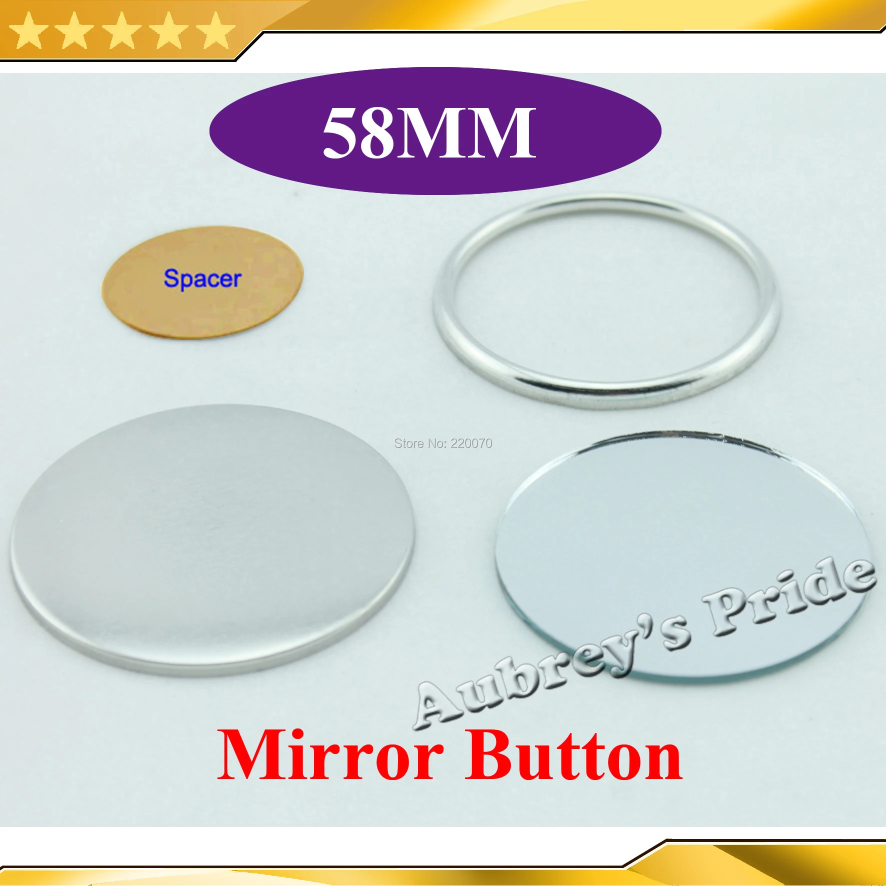 2-1/4" 58mm 100 Sets Mirror Badge Blank Button Supply Materials For New ...