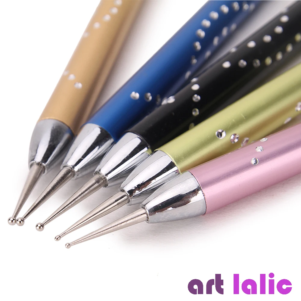 5Pcs-Nail-Art-Rhinestone-Dotting-Pen-Dual-ended-Metal-Pen-Gems-Picker ...
