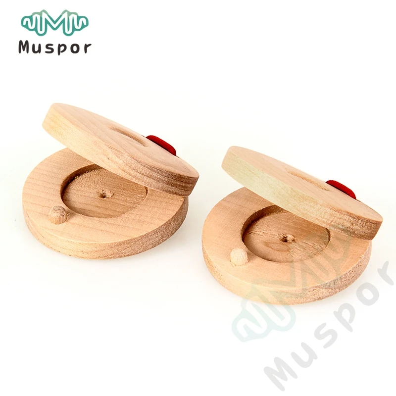 2Pcs Children Wooden Castanet Kids Orff Clapper Handle Musical ...