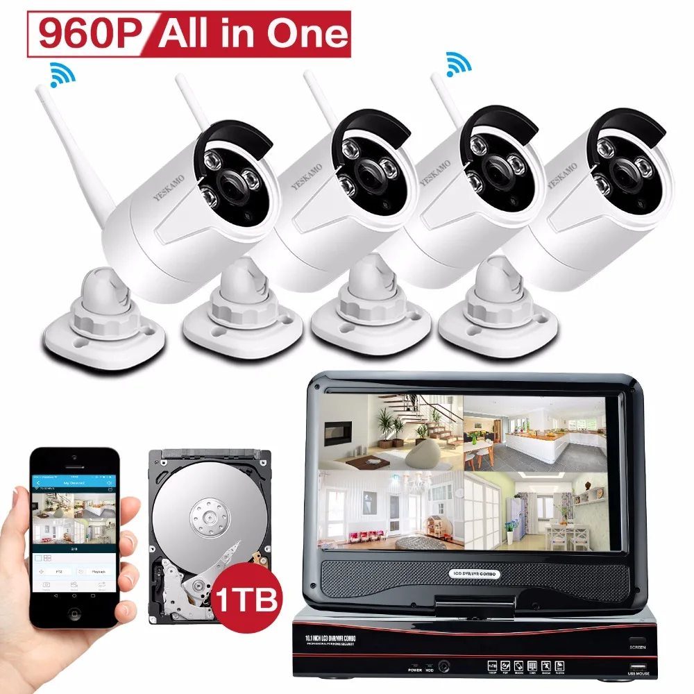 Yeskamo WIFI security camera system with 960P ip wifi camera and 10 ...