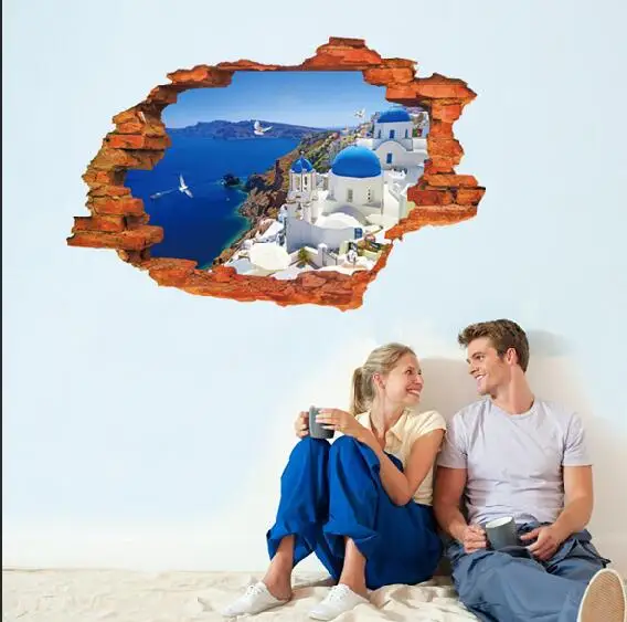 Greek landscape Santorini Aegean Sea 3D DIY Wall Sticker Nursery Kids ...