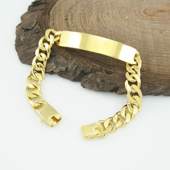 Wholesale price 10mm 18k gold plated chain ID bracelets for man.fashion ...