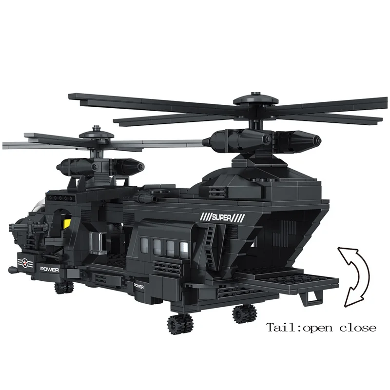 SWAT Team Helicopter Large Building Blocks Sets with Minifigures ...