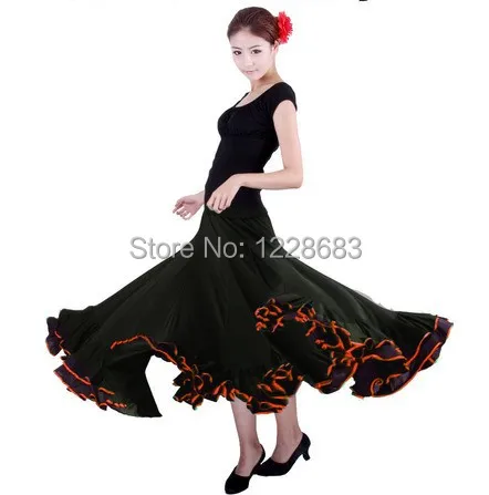 Girls Women Long Skirts Spanish Dance Costume Robe Jupe Falda Flamenco ...