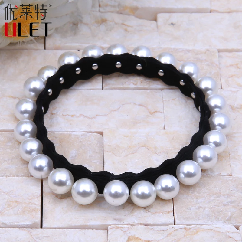 ULET Imitation Pearl Hair Rope Beaded Fashion Hair Accessories Rubber ...