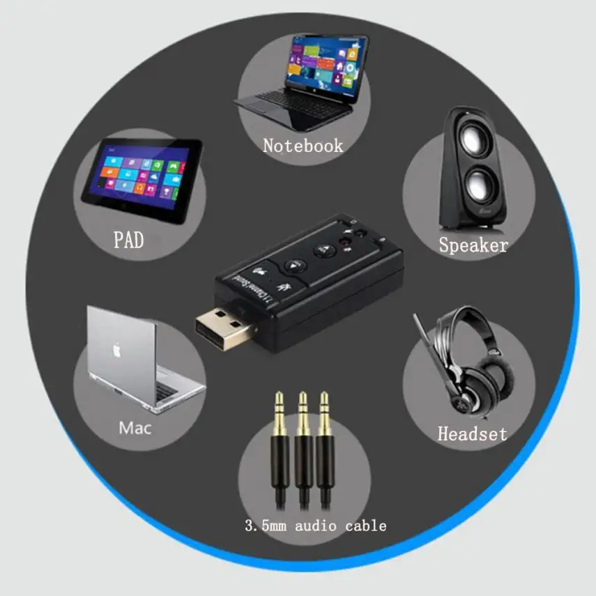 Audio Usb 7.1 Canali Esterna 3D Sound Adattatore Pc Notebook Card ...